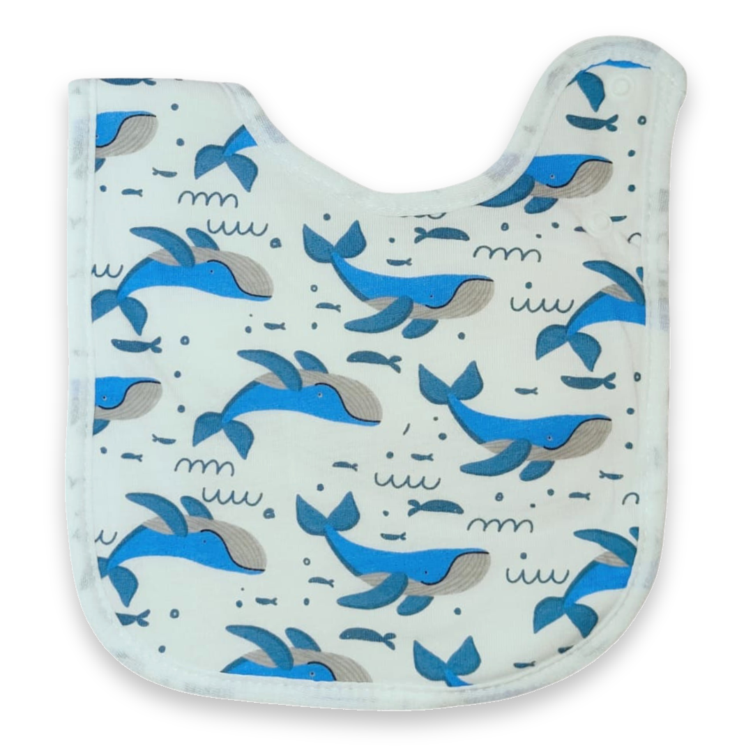 Blue Whale Cotton Baby Bib · Peekaboo Baby