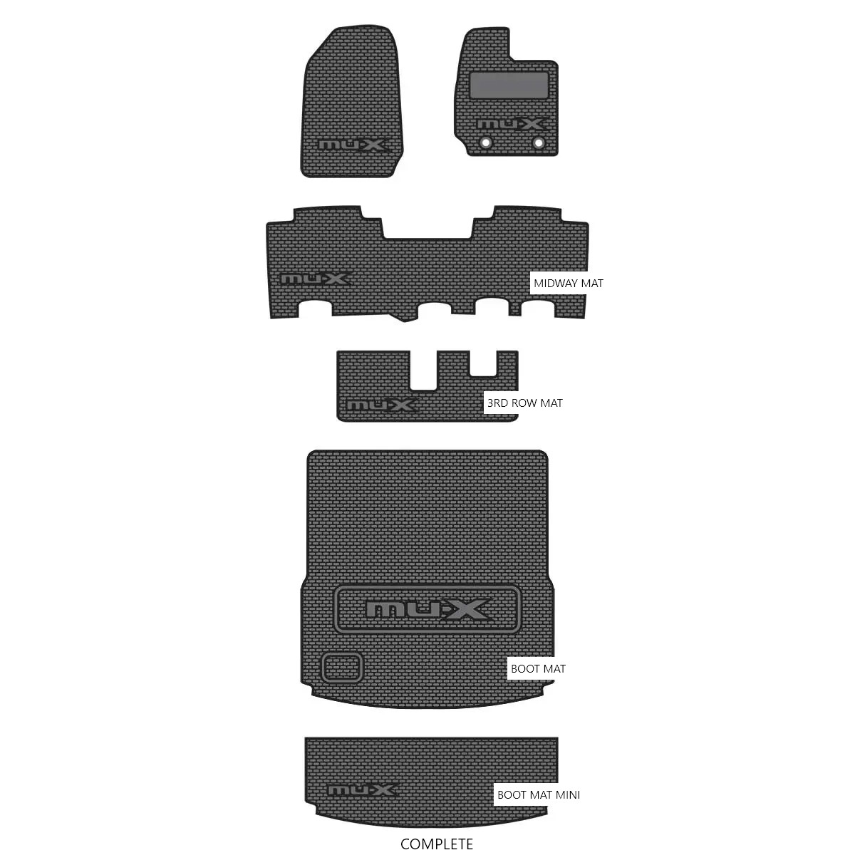Isuzu MUX Mat Set Full 2021 to Present · Rubber Direct
