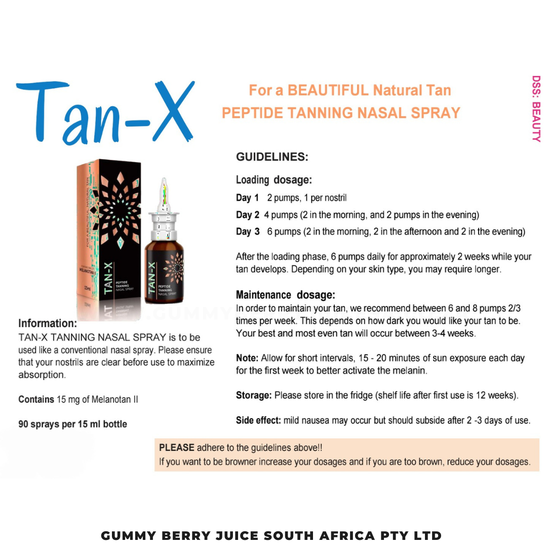 TAN X NASAL SPRAY · GUMMY BERRY JUICE