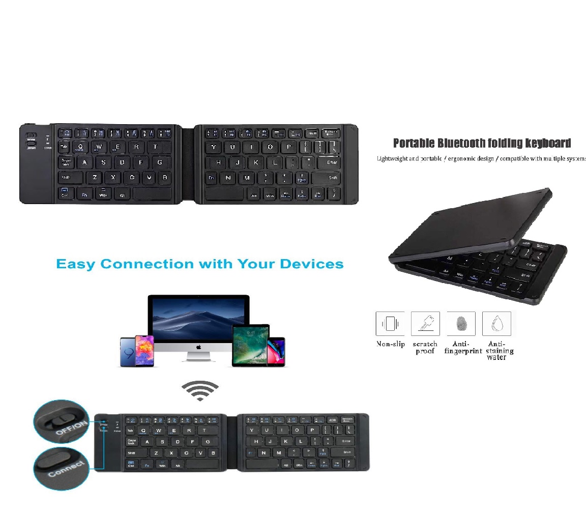 Slim Folding Mini Wireless Bluetooth Keyboard · Sham-Sa Traders