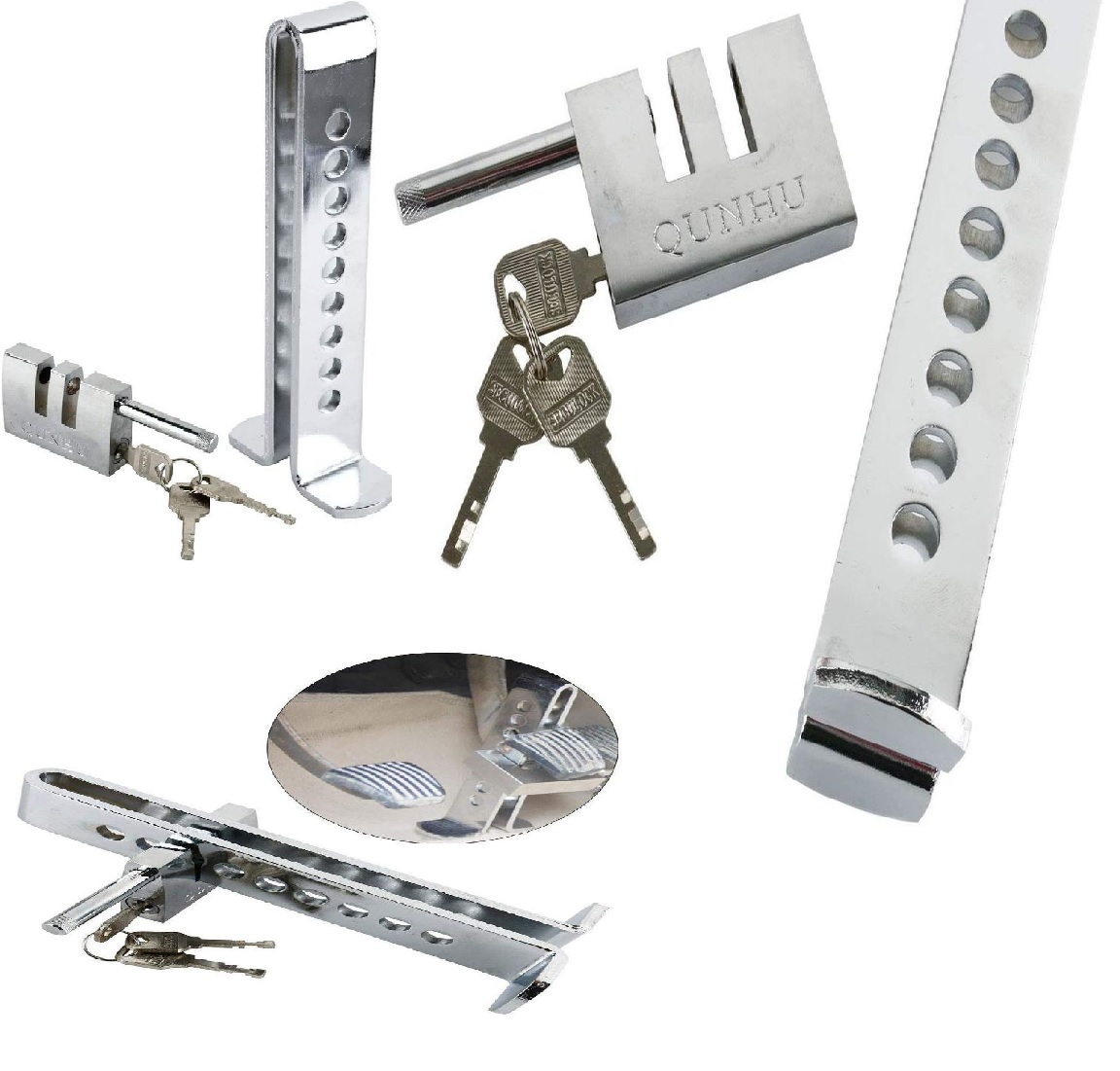 Anti-theft Stainless Steel Car Brake/Clutch Pedal Lock · Sham-Sa Traders