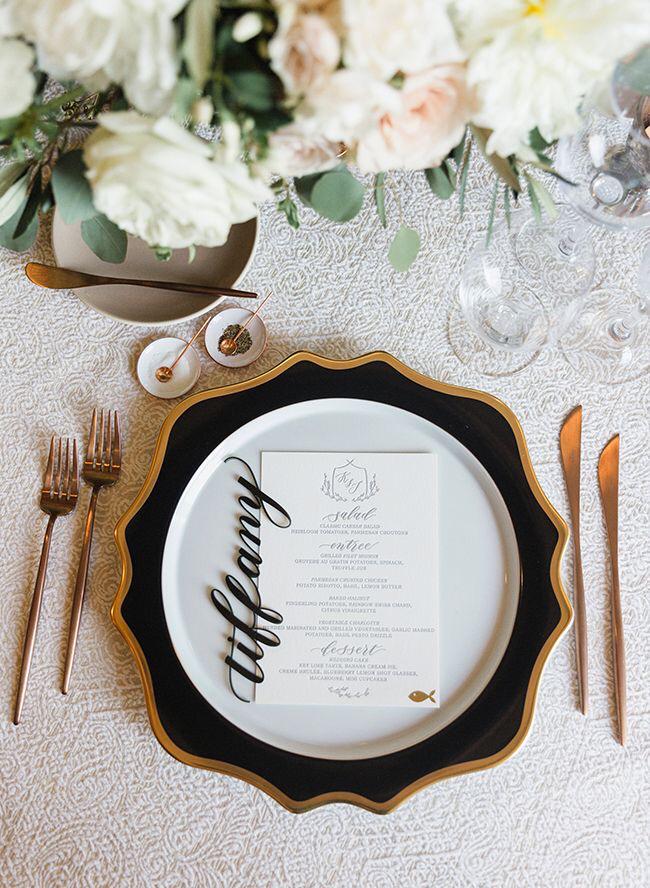 Black Spray Painted Placement Names · Wedding-Perfect