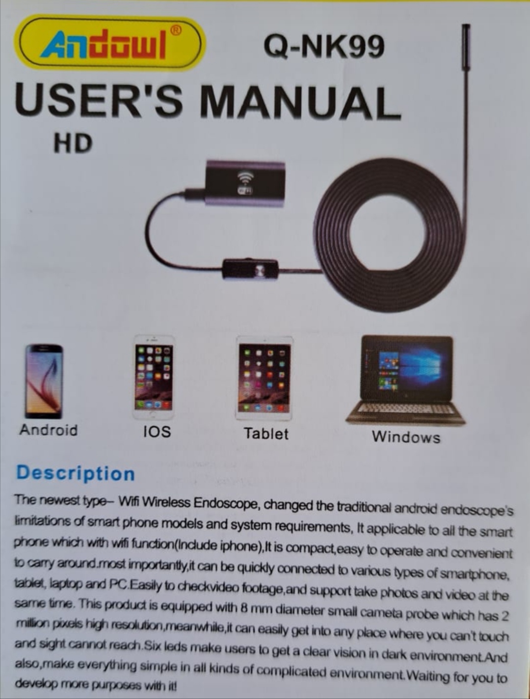 Endoscope with Wifi Andowl Q-NK99 · Gadgets & Goodies
