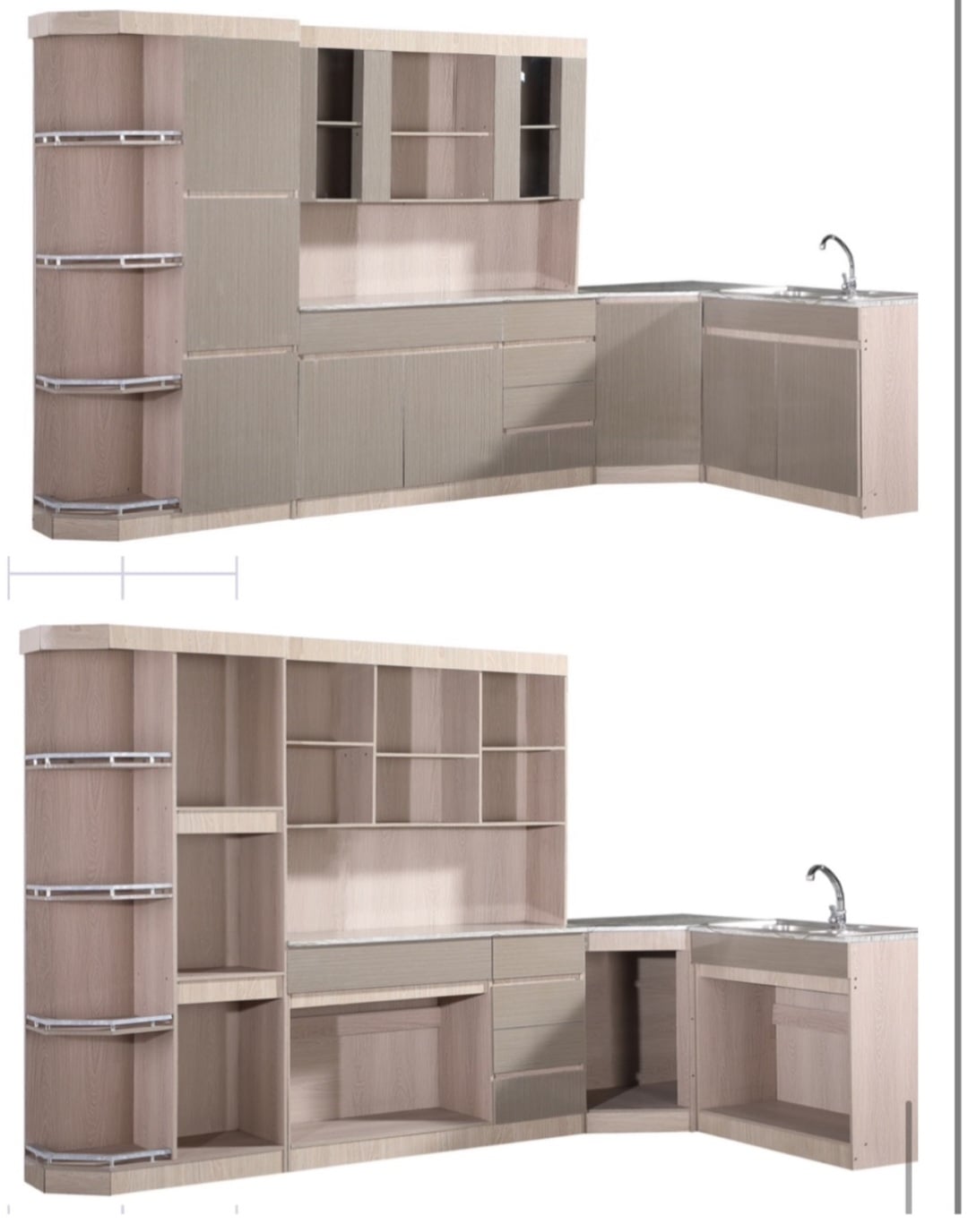Lina 4 Piece Kitchen Cabinet with Corner and Sink · Intex Furniture SA