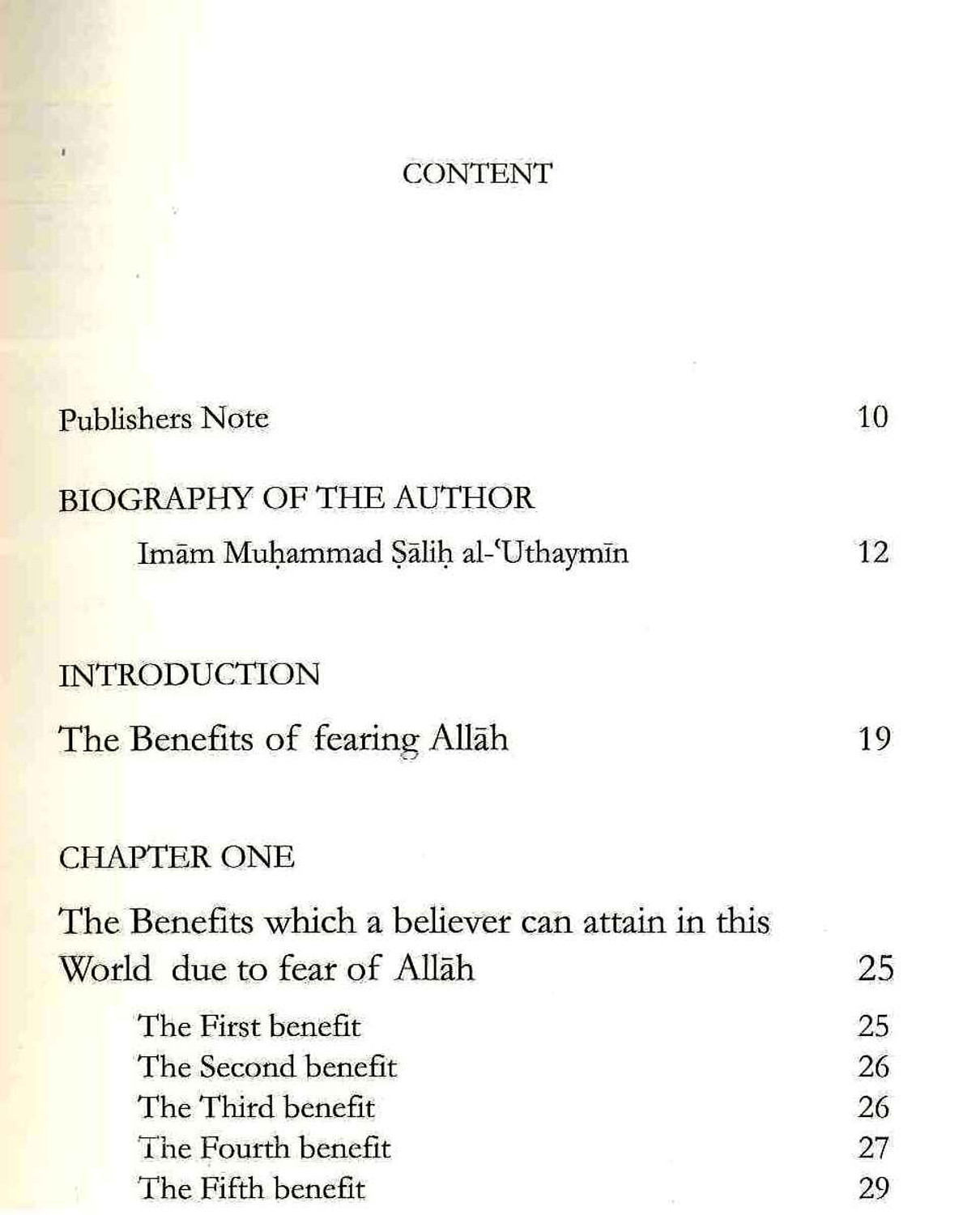 The Benefits of Fearing Allah · Al-Huda Bookstore
