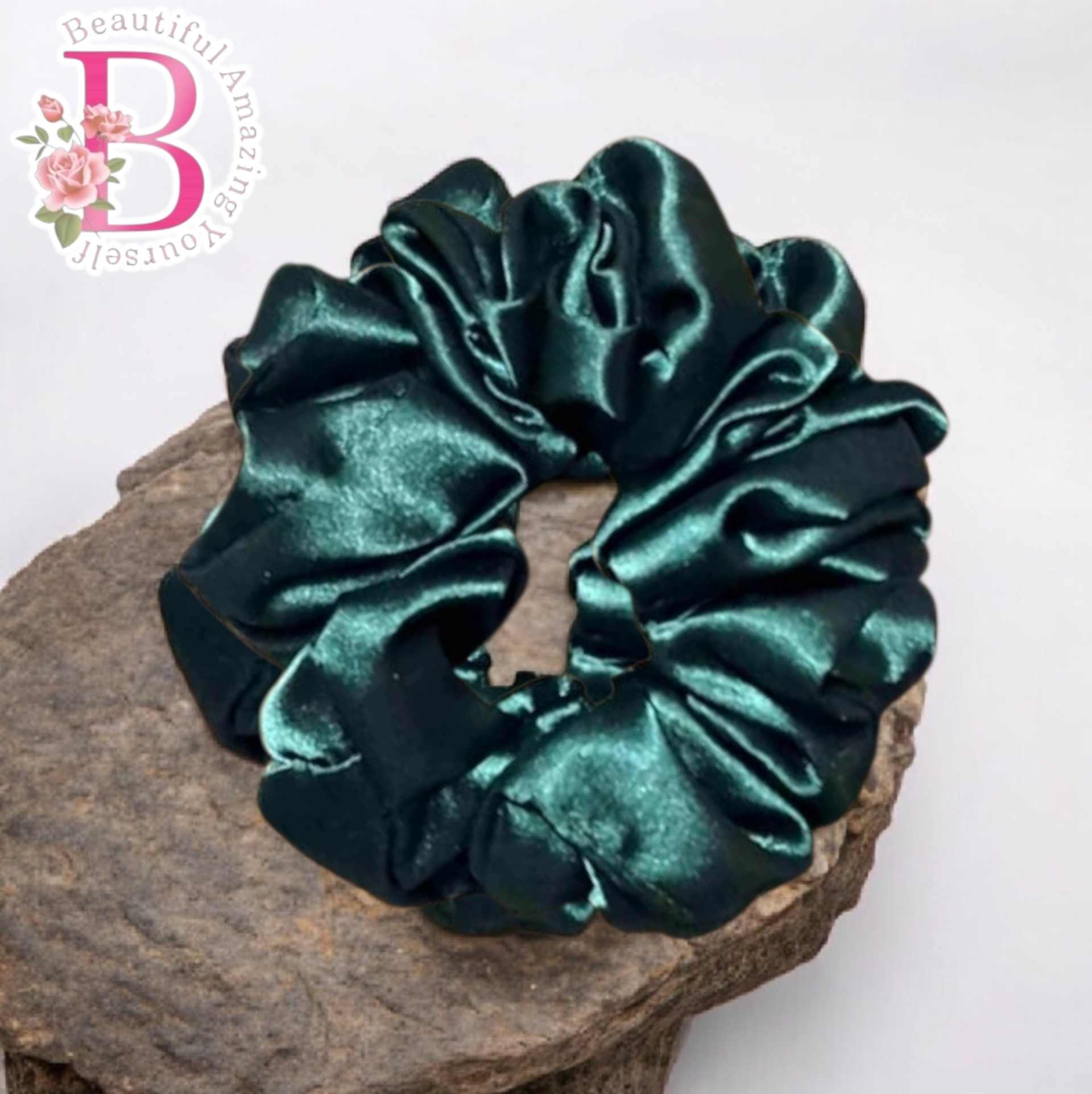 Emerald Green Satin Scrunchie for Women | Anti-Frizz · Beautiful ...