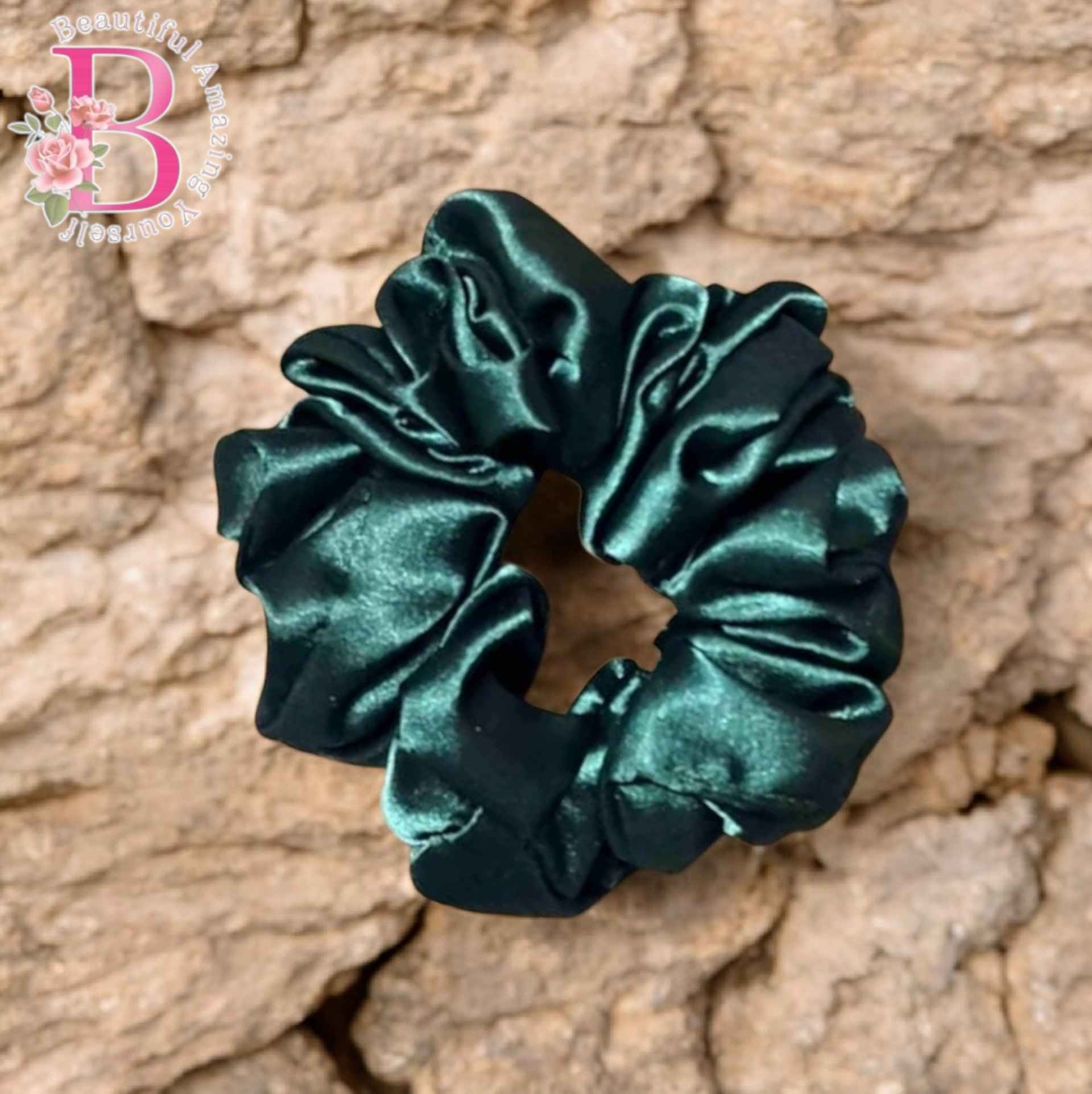 Emerald Green Satin Scrunchie for Women | Anti-Frizz · Beautiful ...