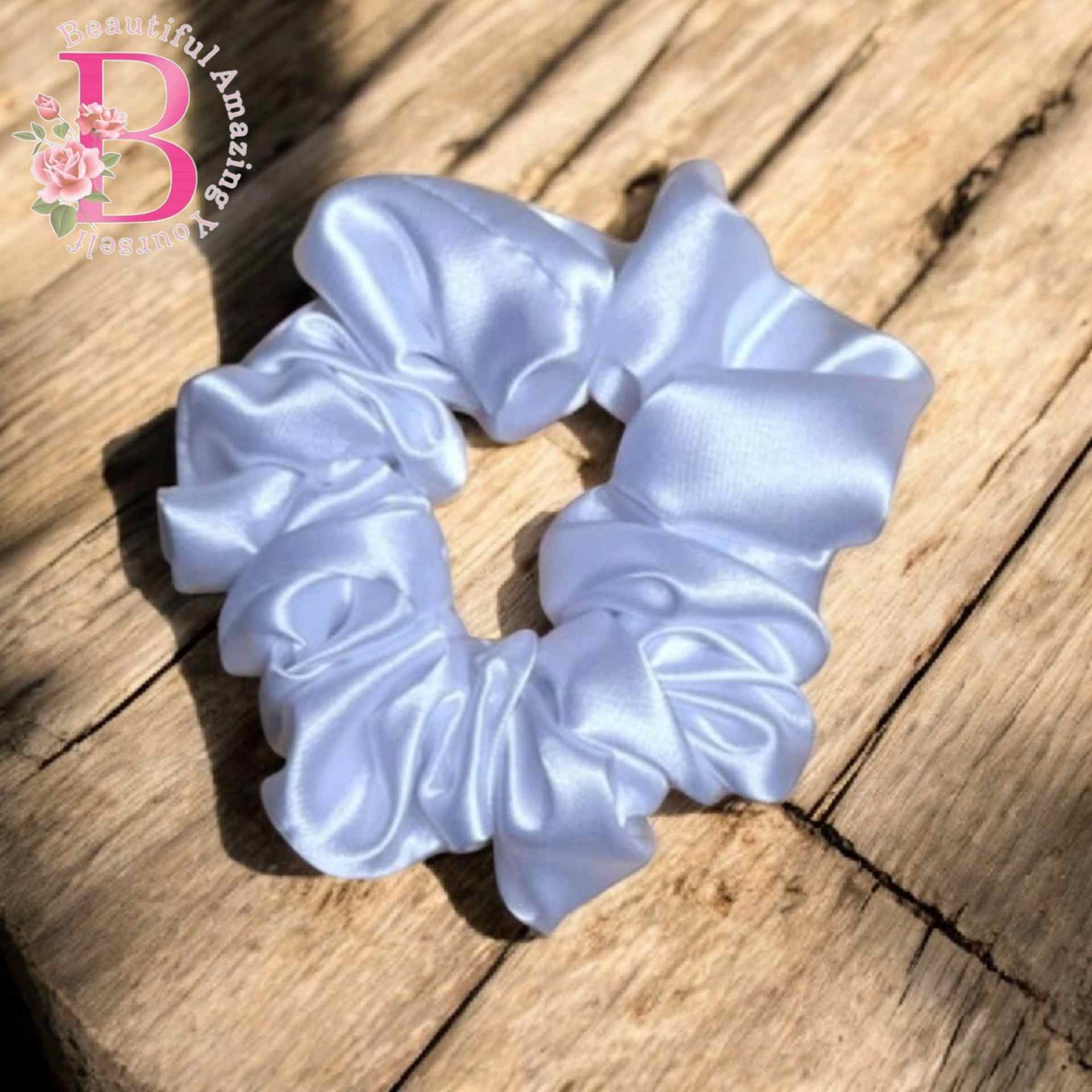 White Satin Scrunchie – Soft, Stylish & Gentle on Hair · Beautiful ...