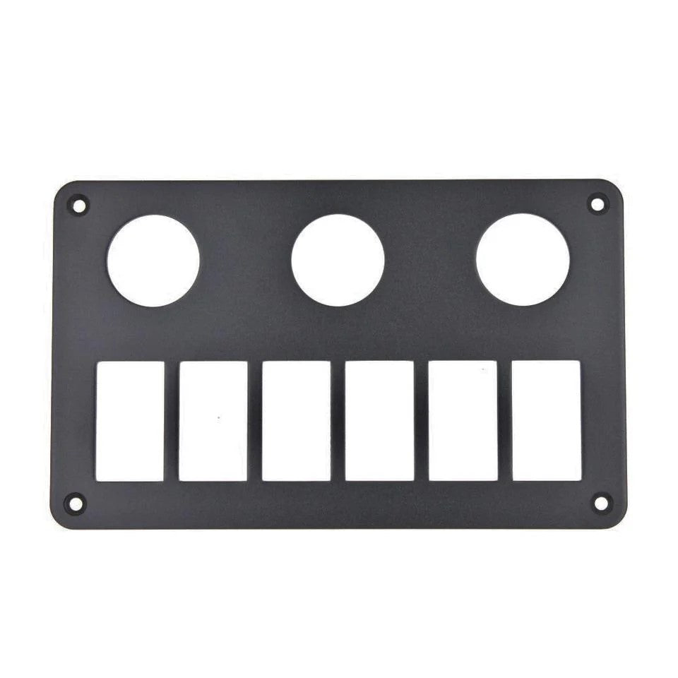 3 Gang Round Socket & 6 Gang Rocker - Blank Aluminium Panel · FB Online ...