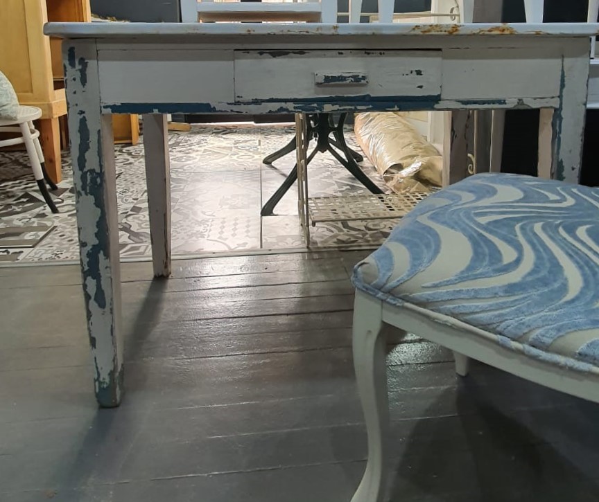 Kitchen Table, wood base with metal top, single drawer, H74D · Ruby's ...