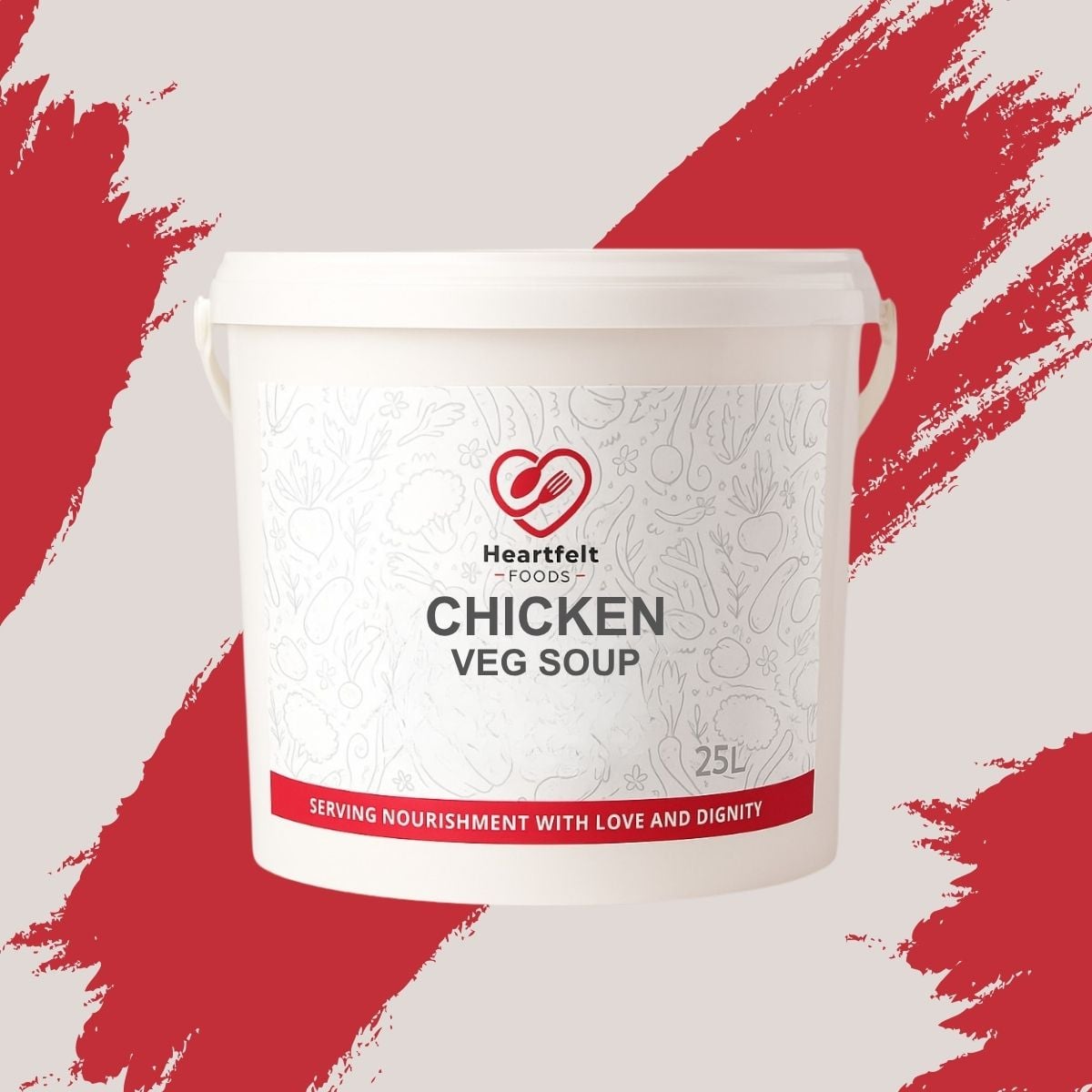 Chicken Veg Soup | 25L Bucket Bulk Meal – Heartfelt Foods · Food Socks ...